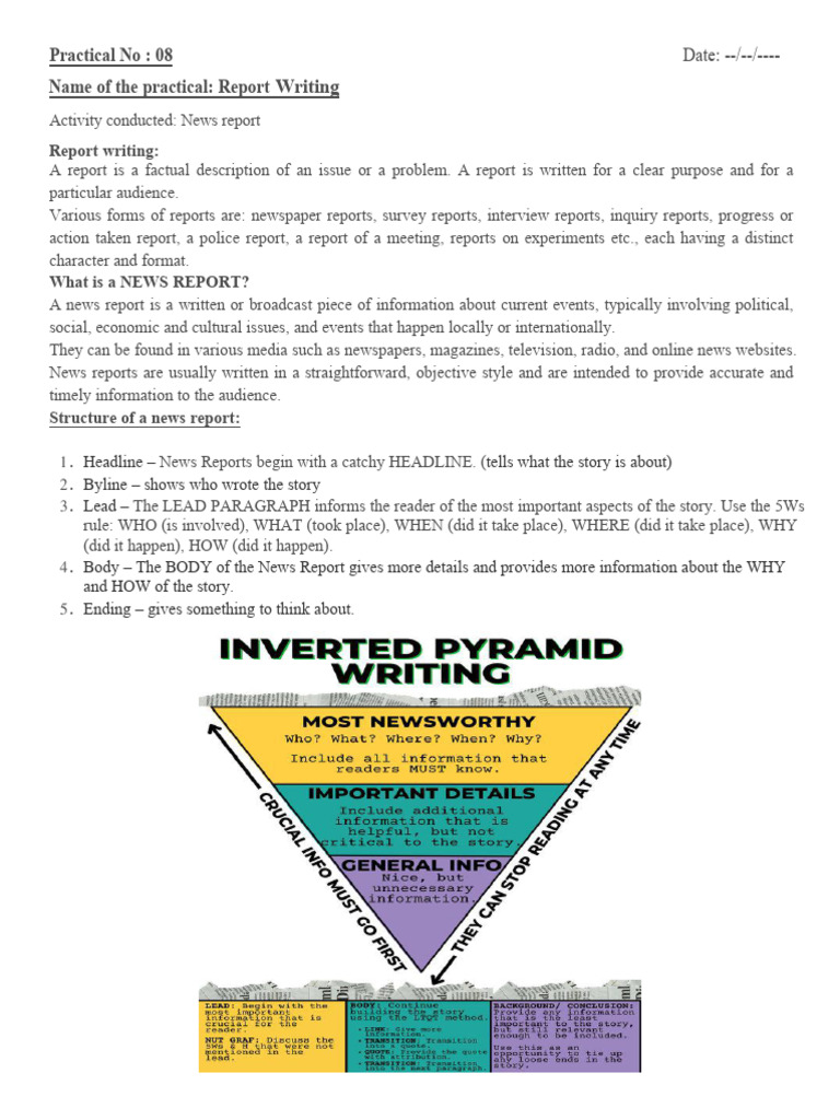 Practical 8 Report Writing | PDF