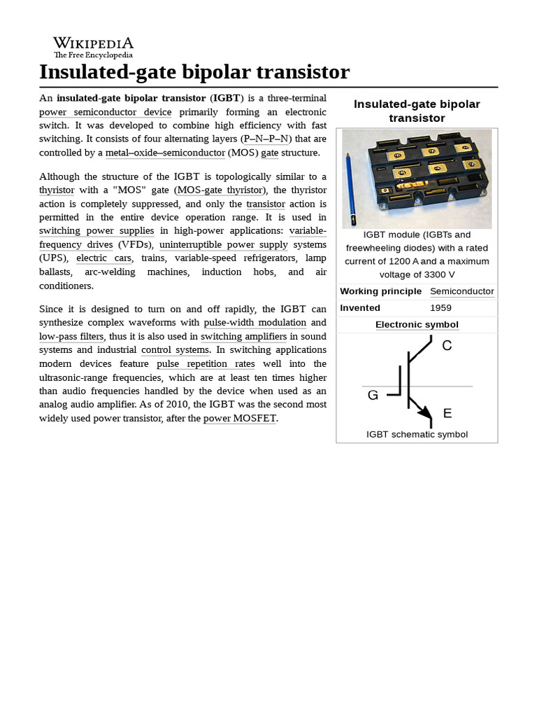 Insulated-Gate Bipolar Transistor | PDF | Field Effect Transistor | Mosfet