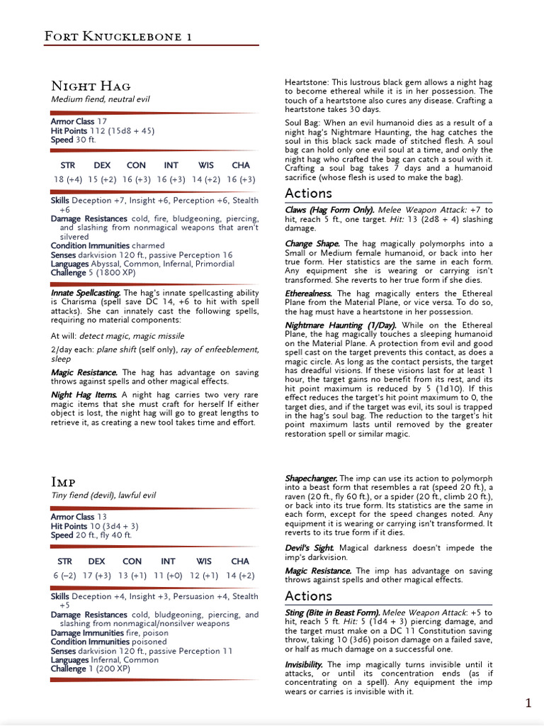 C3 - Monster Stat Blocks (Printer Friendly) | PDF | Magician (Fantasy)