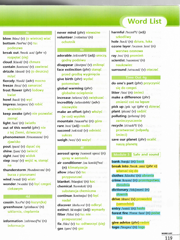 Module 5 Starland 3 Revised Edition Word List (English-Polish) | PDF