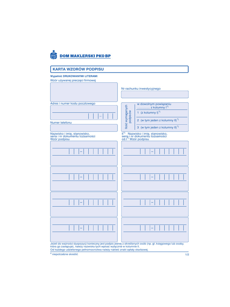 Karta Wzorã - W Podpisu - Pko BP Sa BDM | PDF