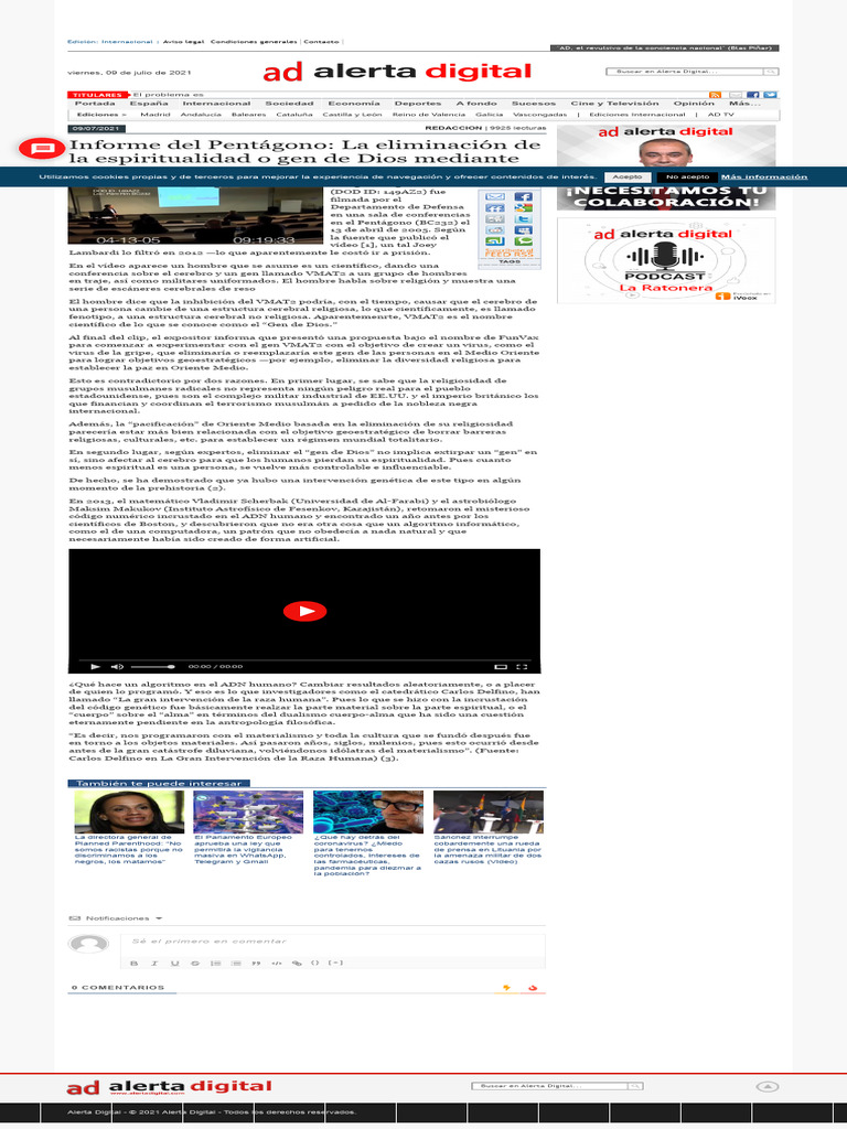 Informe del Pentágono_ La eliminación de la espiritualidad o gen de Dios mediante un virus ...