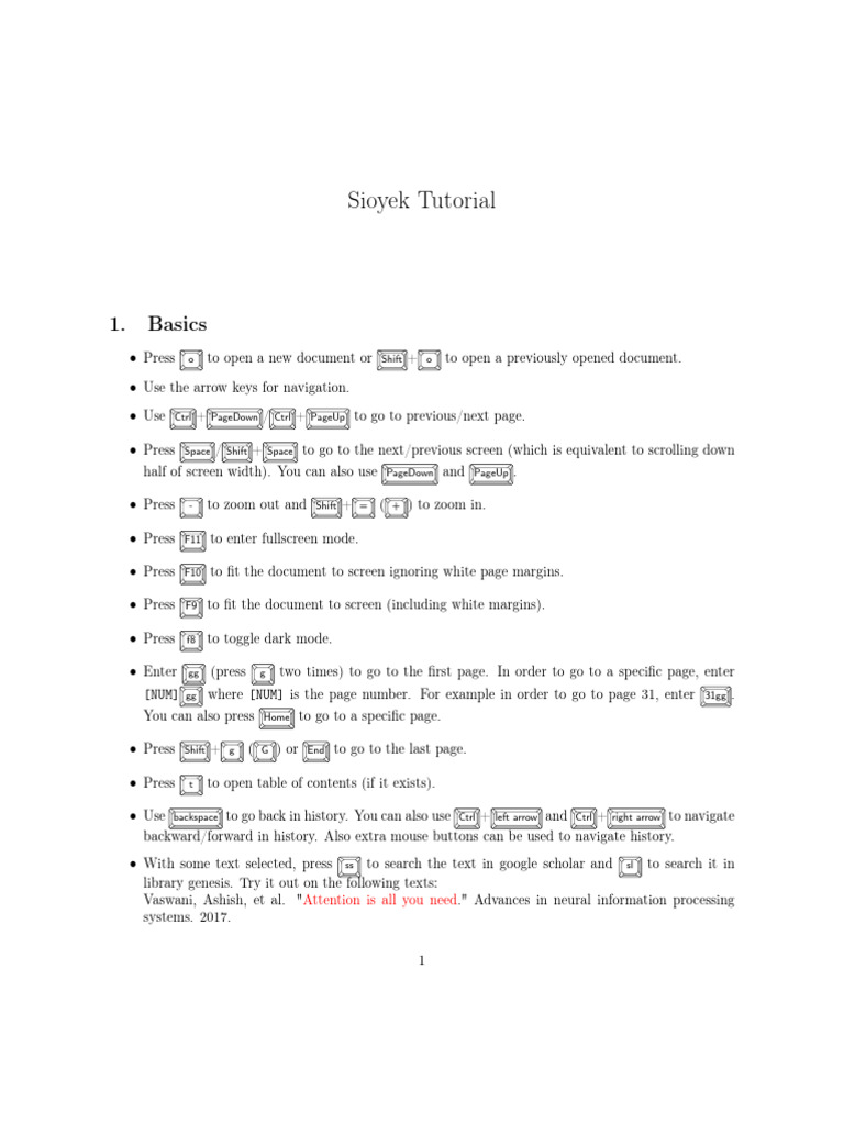 Sioyek Tutorial | PDF | Keyboard Shortcut | Software
