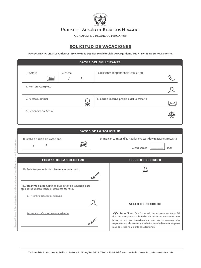 Formulario de Solicitud de Vacaciones | PDF