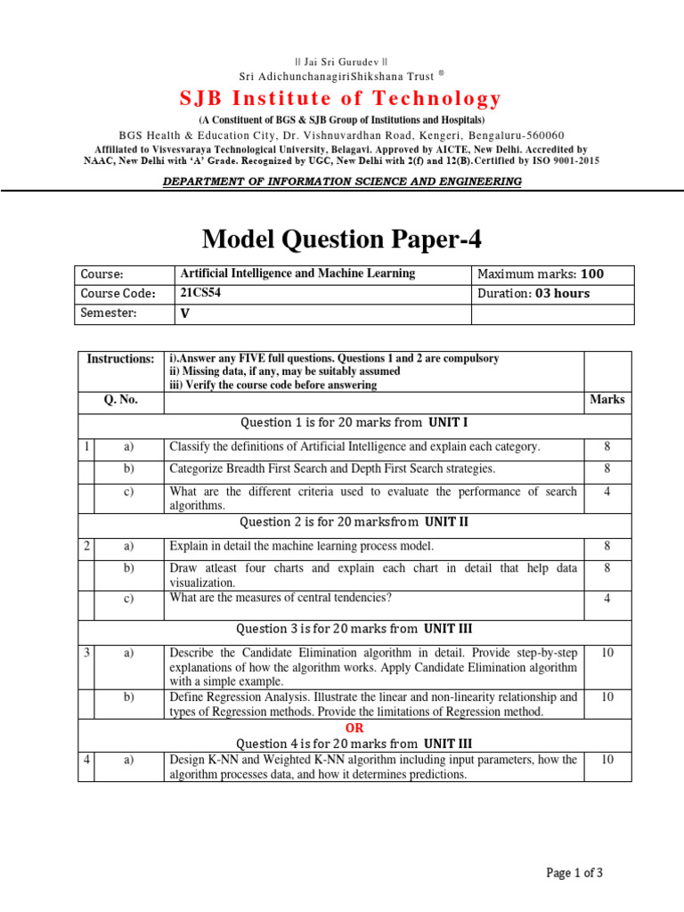 Aiml Ise Mqp4 | PDF | Regression Analysis | Machine Learning