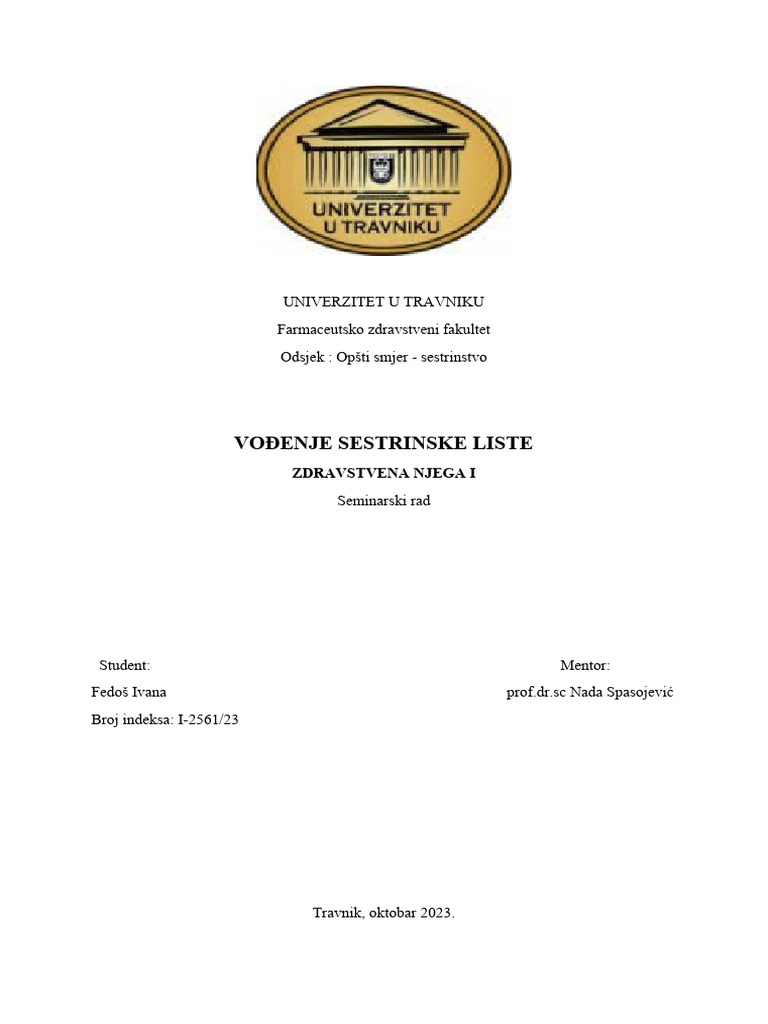 Sestrinska Lista | PDF