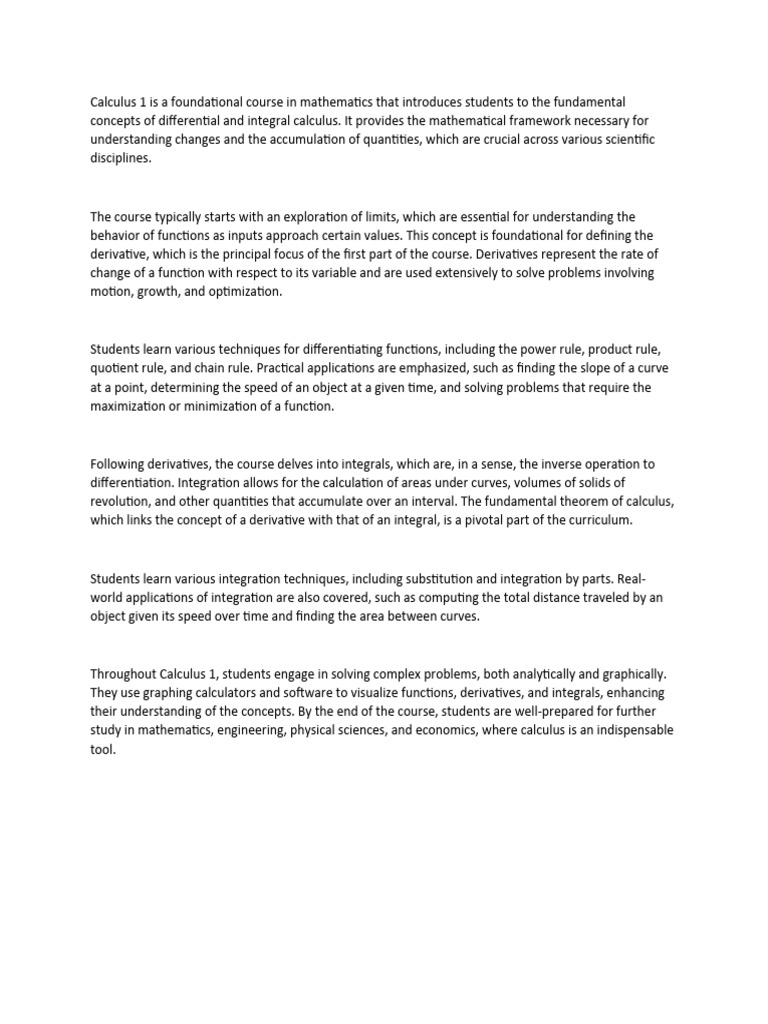CALC 101 Calculus basics | PDF