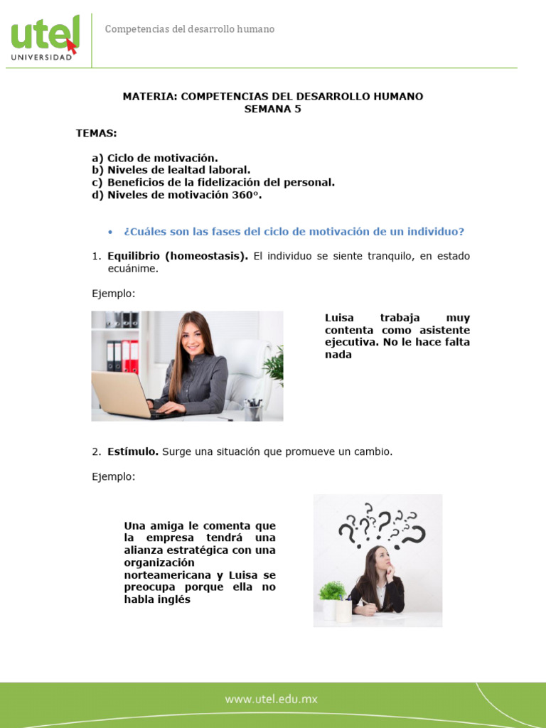 Competencias Del Desarrollo Humano Semana 5 | PDF | Motivación | Motivacional