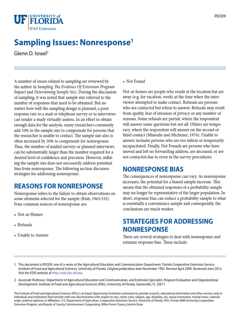 Non Response Rate | PDF | Sampling (Statistics) | Program Evaluation