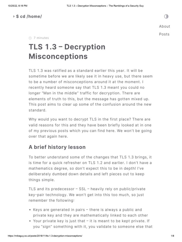 TLS 1.3 - Decryption Misconceptions - The Ramblings of A Security Guy | PDF | Public Key ...