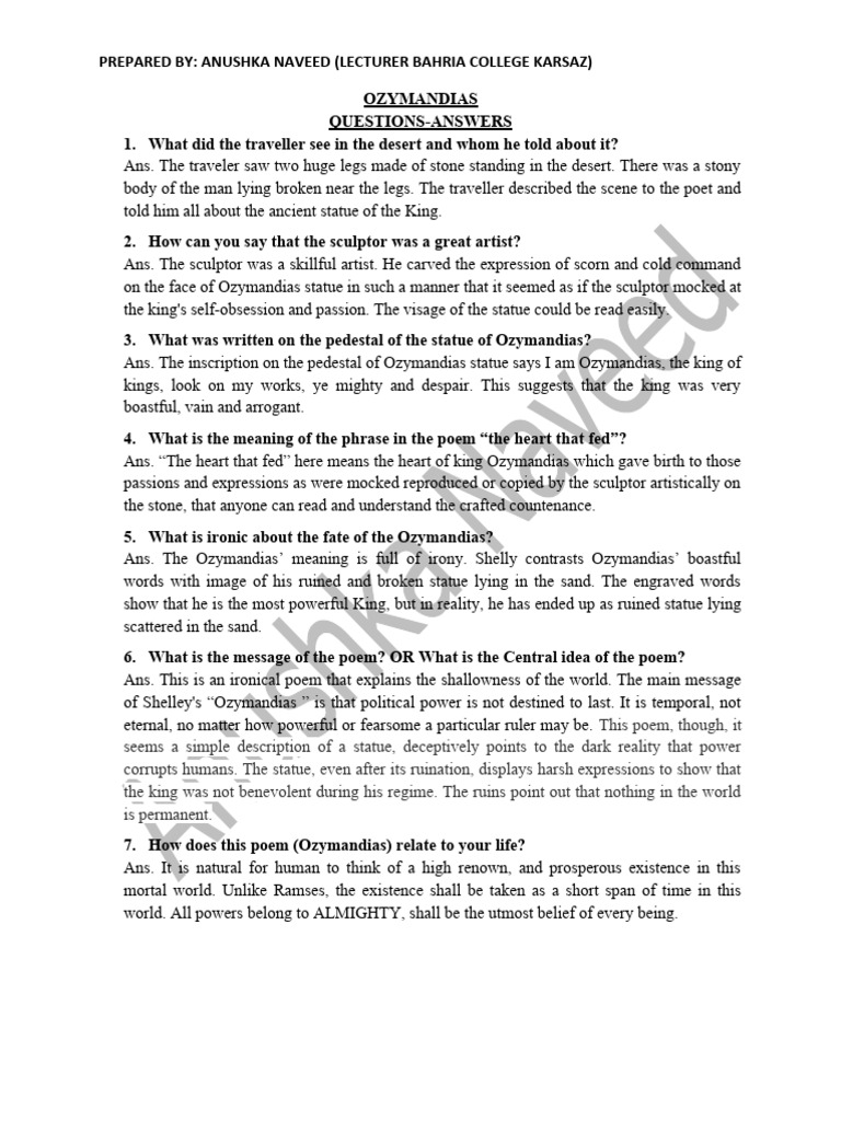 OZYMANDIAS | PDF | Poetry