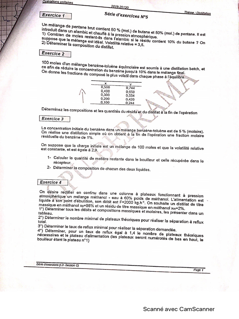 TD5 Opérations Unitaires | PDF