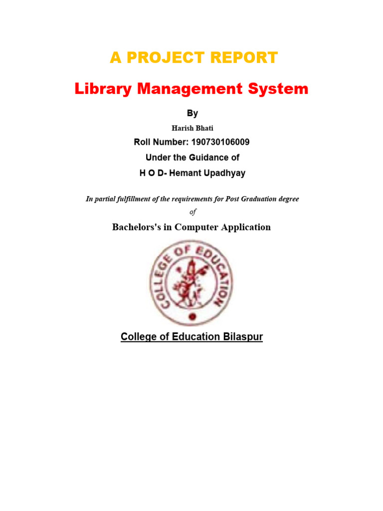 BCA Library Management System | Download Free PDF | Databases | Computing