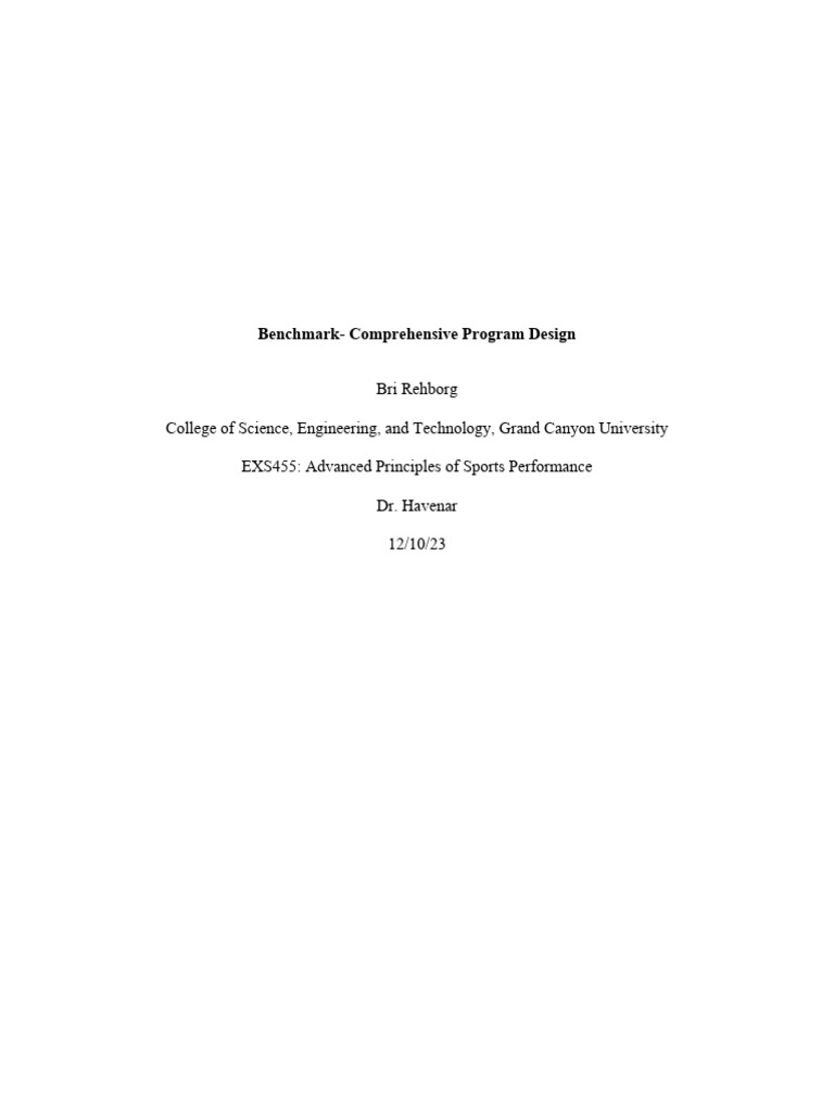 benchmark- comprehensive program design | PDF | Strength Training ... benchmark- comprehensive program design | PDF | Strength Training ...