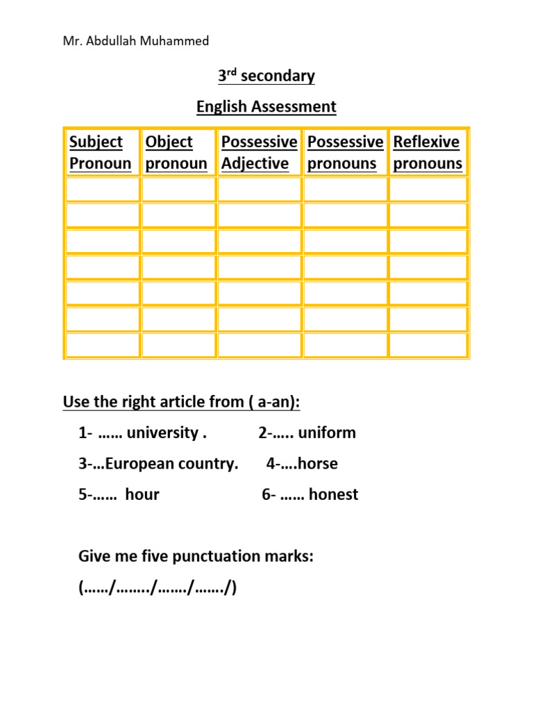 3rd Secondary Assessment | PDF | Language Arts & Discipline