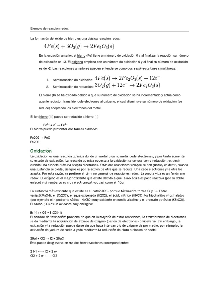 Reacciones Redox y Óxido de Hierro | PDF | Redox | Hierro
