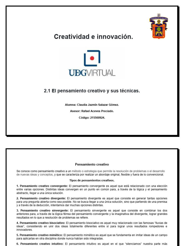 Tipos de Pensamiento Creativo | PDF | Creatividad | Pensamiento