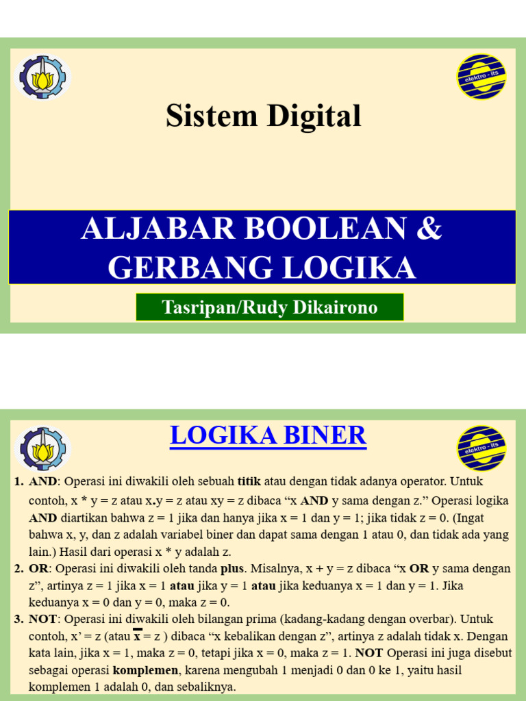 Aljabar Boolean dan Gerbang Logika | PDF