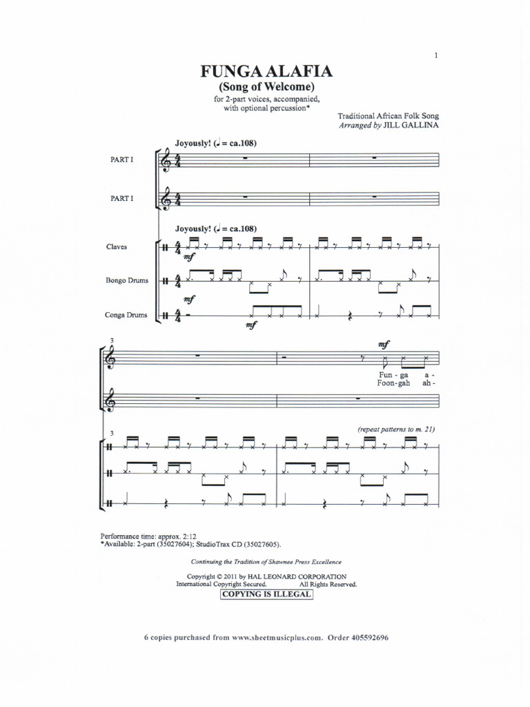 Funga Alafia Choir Sheet Music | PDF