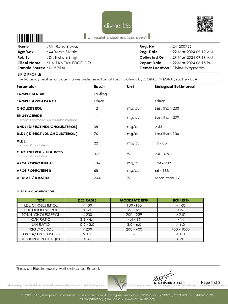 Lipid Profile: Invitro Assay Profile For Quantitative Determination of ...