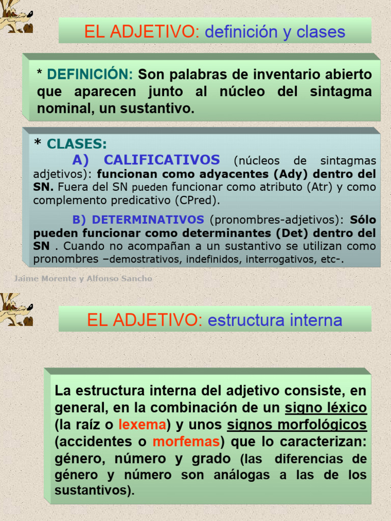 Estructura y Clases del Adjetivo | PDF | Adjetivo | Numero Gramatical