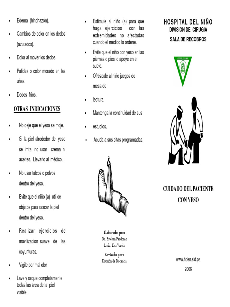 Cuidado Paciente Yeso | PDF | Medicina | Causas de la muerte