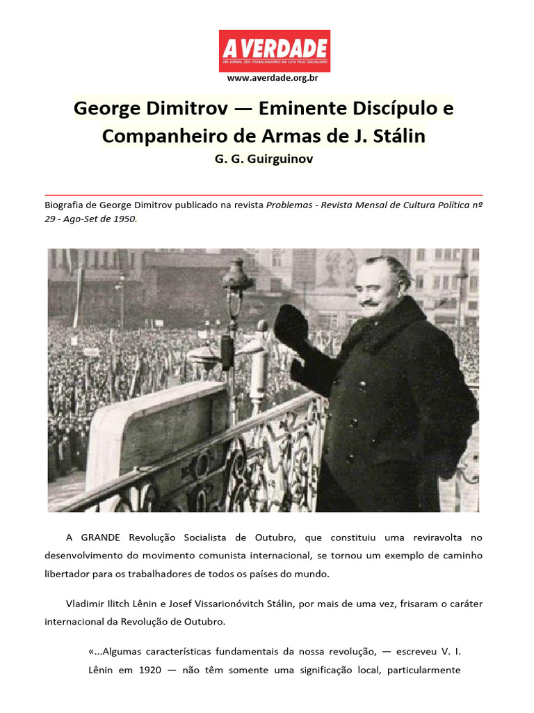 Biografia George Dimitrov Formatada | Download grátis PDF | Comunismo ...