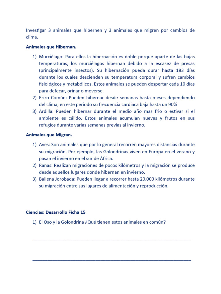 Animales que Hibernan y Migran | PDF | Hogar, jardinería y bricolaje