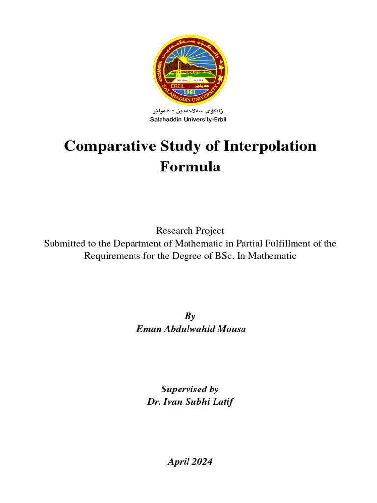 Comparative Study of Interpolation Formula | PDF | Finite Difference | Interpolation