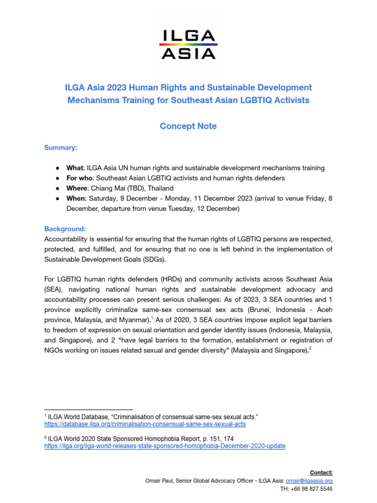Shareable Concept Note - SEA UN HR - SDG Mechs Training | PDF | Human Rights | Justice