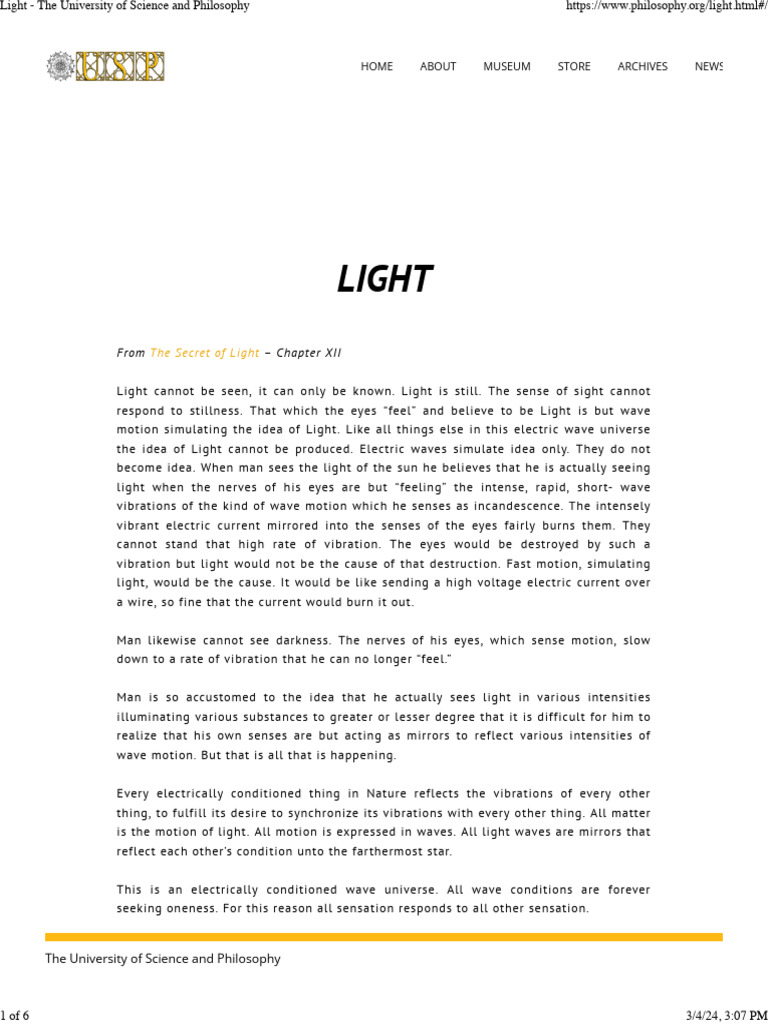 Light - The University of Science and Philosophy | PDF | Light | Matter