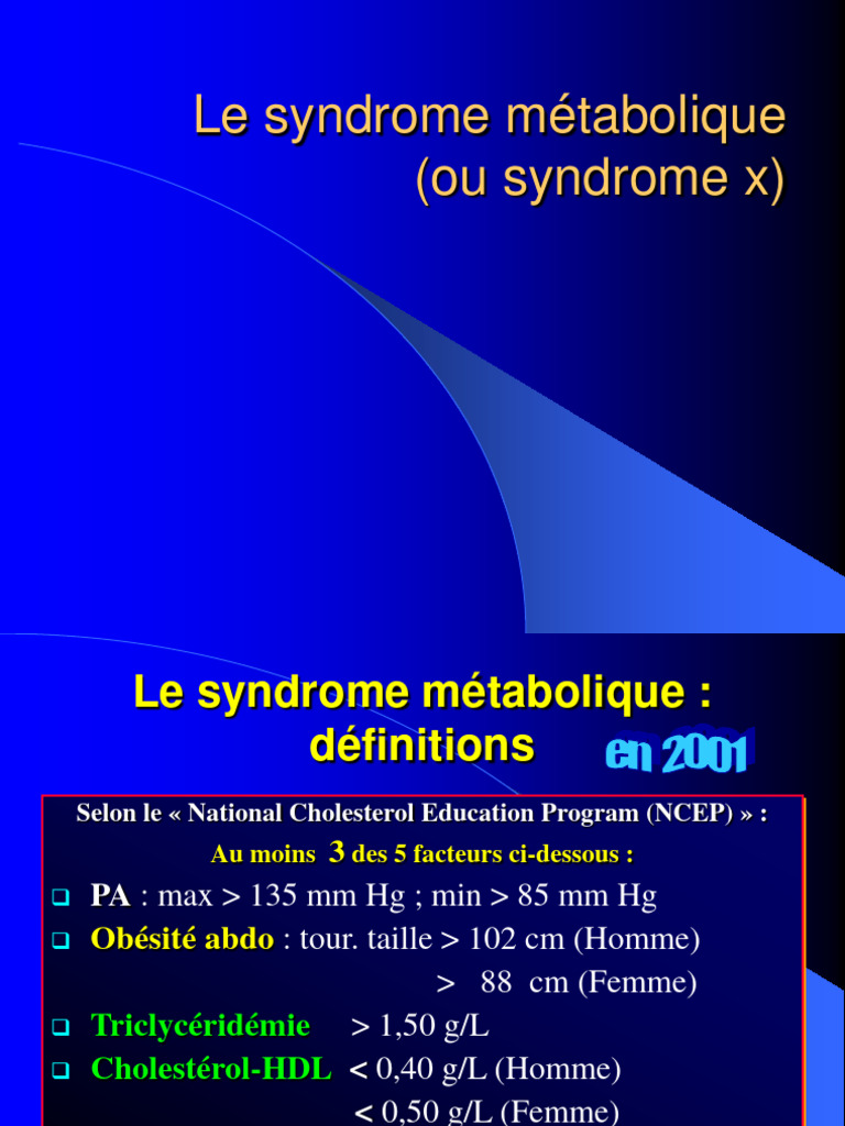 Définition et enjeux du syndrome métabolique | PDF | Syndrome ...