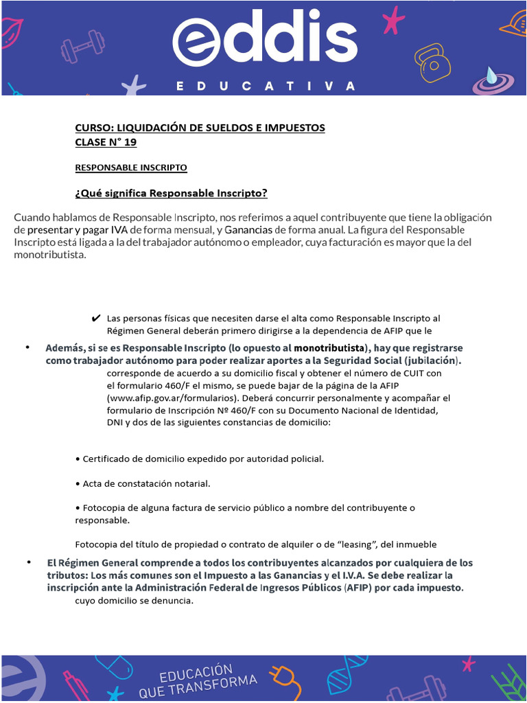 Inscripción Responsable Inscripto AFIP | PDF | Documento de identidad