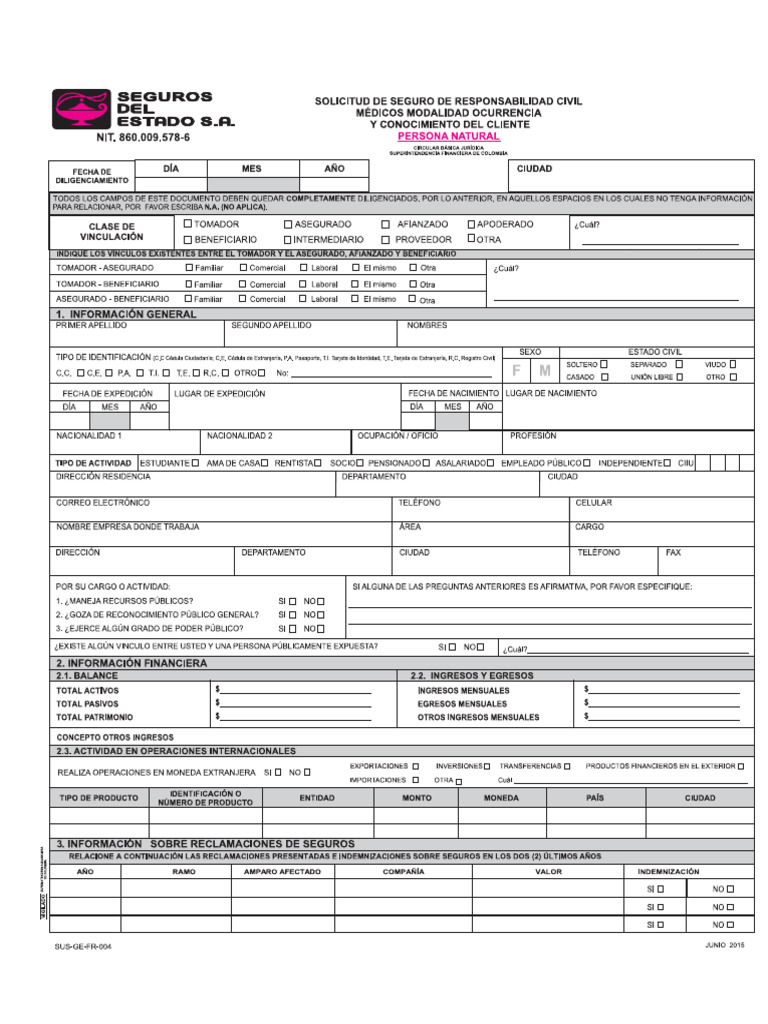 Formulario Solicitud Poliza | PDF