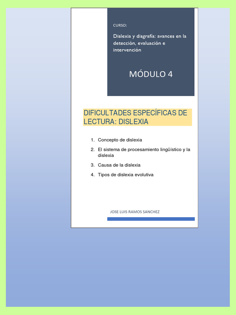04 Dificultades Espcificas Lectur DISLEXIA | PDF | Dislexia | Lingüística