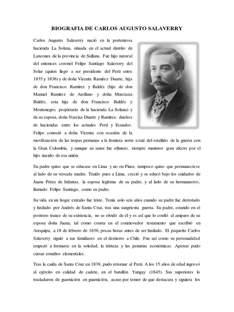 Biografía de Carlos Augusto Salaverry | PDF | Perú