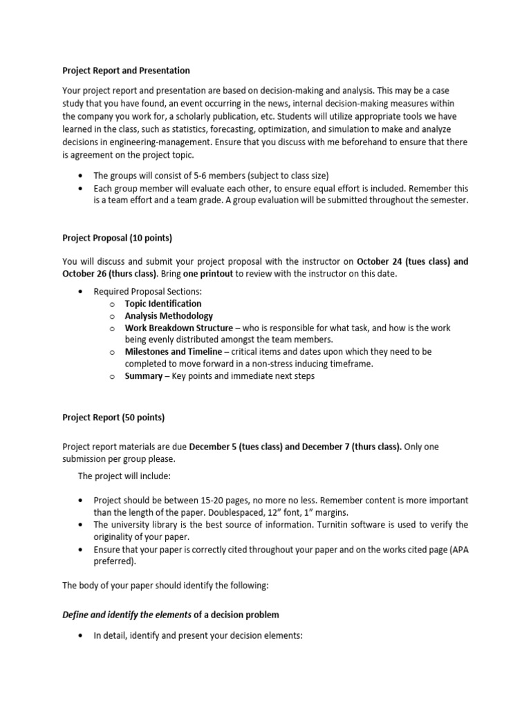 Project Guidelines | PDF | Decision Making | Statistics