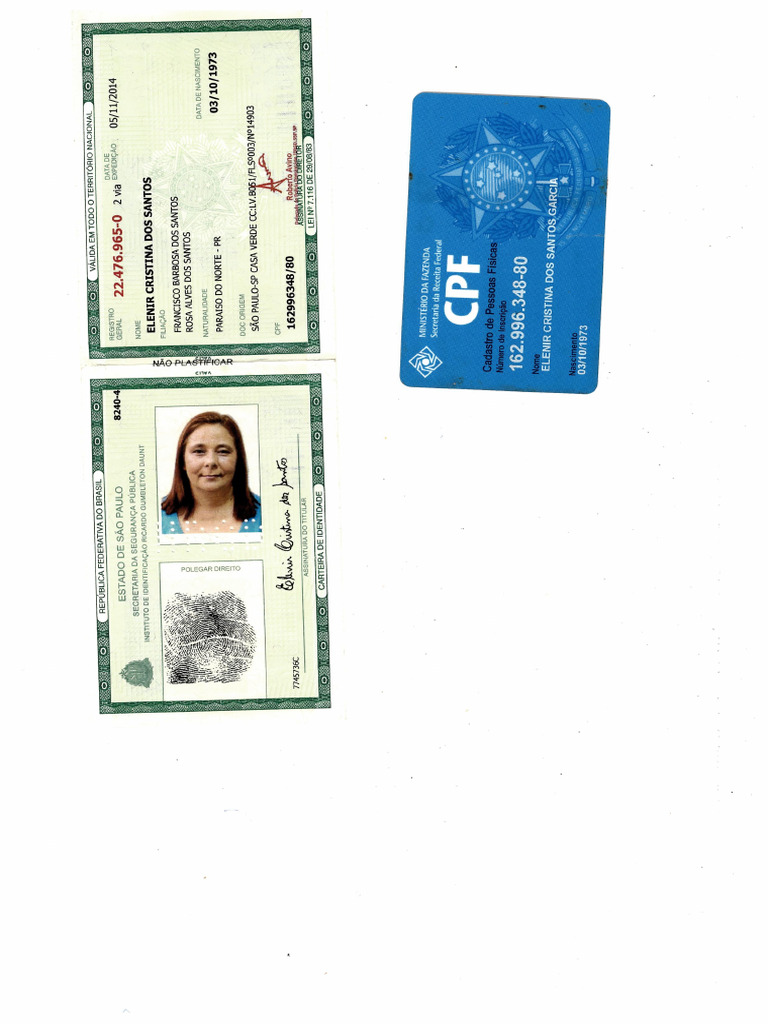 RG e CPF ELENIR C SANTOS | PDF