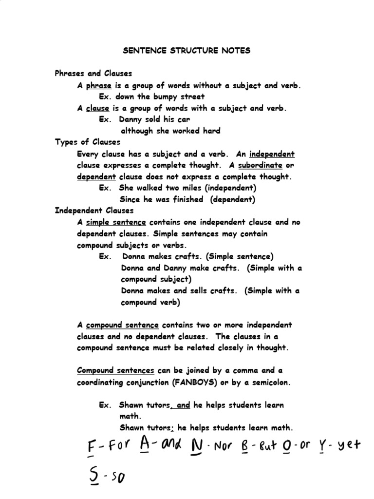 2020-21 Sentence Structure Notes | PDF | Languages | Foreign Language ... 2020-21 Sentence Structure Notes | PDF | Languages | Foreign Language ...