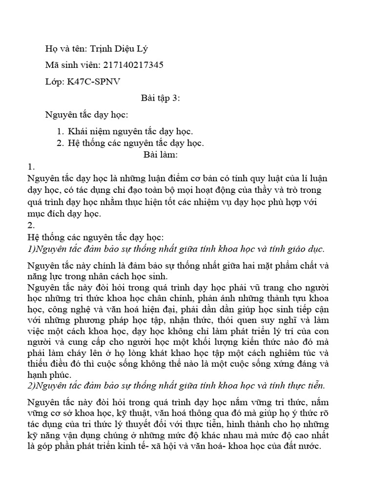 (LLDH VÀ LLGD ở trường thpt) Bài tập 3 | PDF