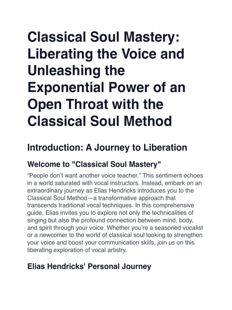 PDF Classical Soul Mastery: Liberating The Voice and Unleashing The ...