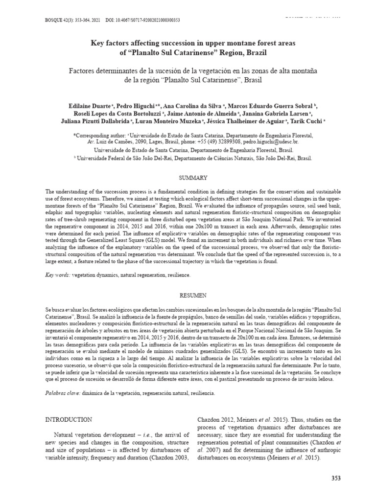 Key Factors Affecting Succession in Upper Montane Forest Areas | PDF ...