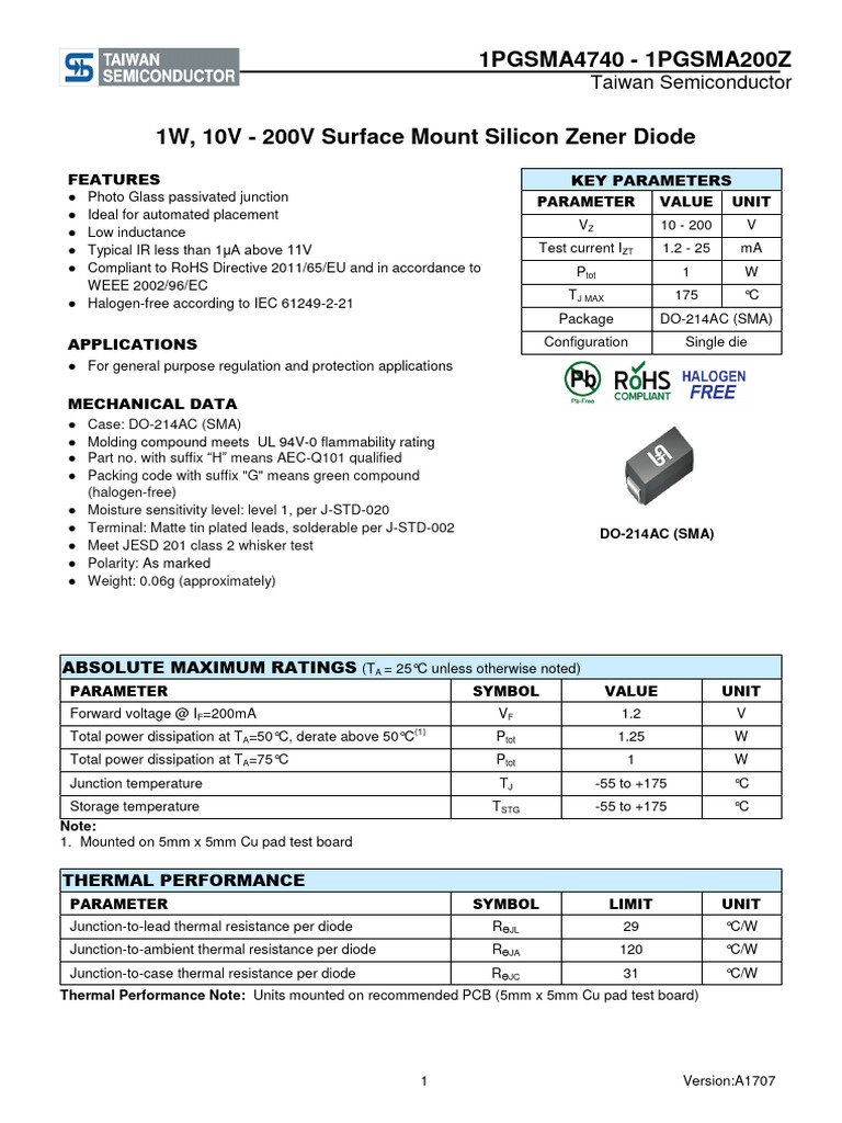 1pgsma Series - A1707-1313523 | PDF | Diode | Electrical Resistance And Conductance