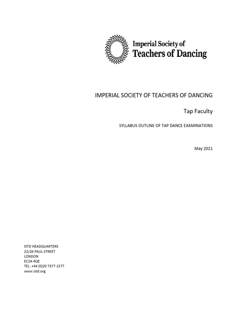 ISTD Tap Dance Exam Syllabus Outline | PDF | Dances