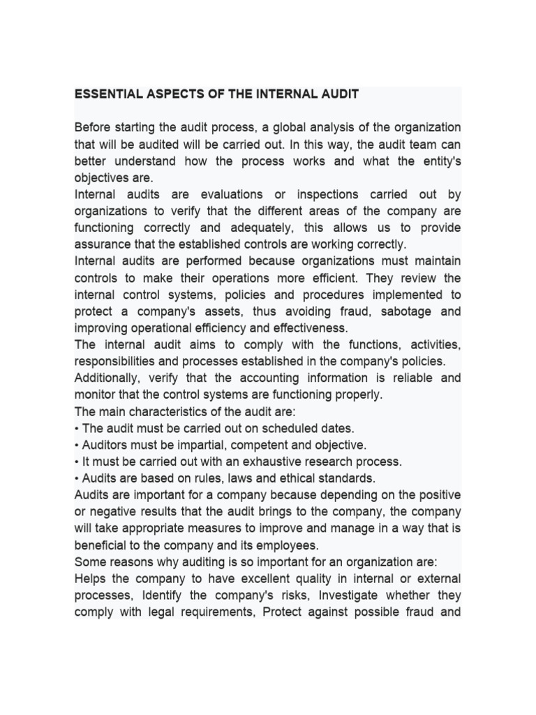 Key Elements of Internal Audits | PDF | Business