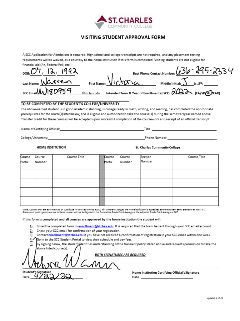 Microsoft Word - Transient Student Approval Form | PDF | Educational ...