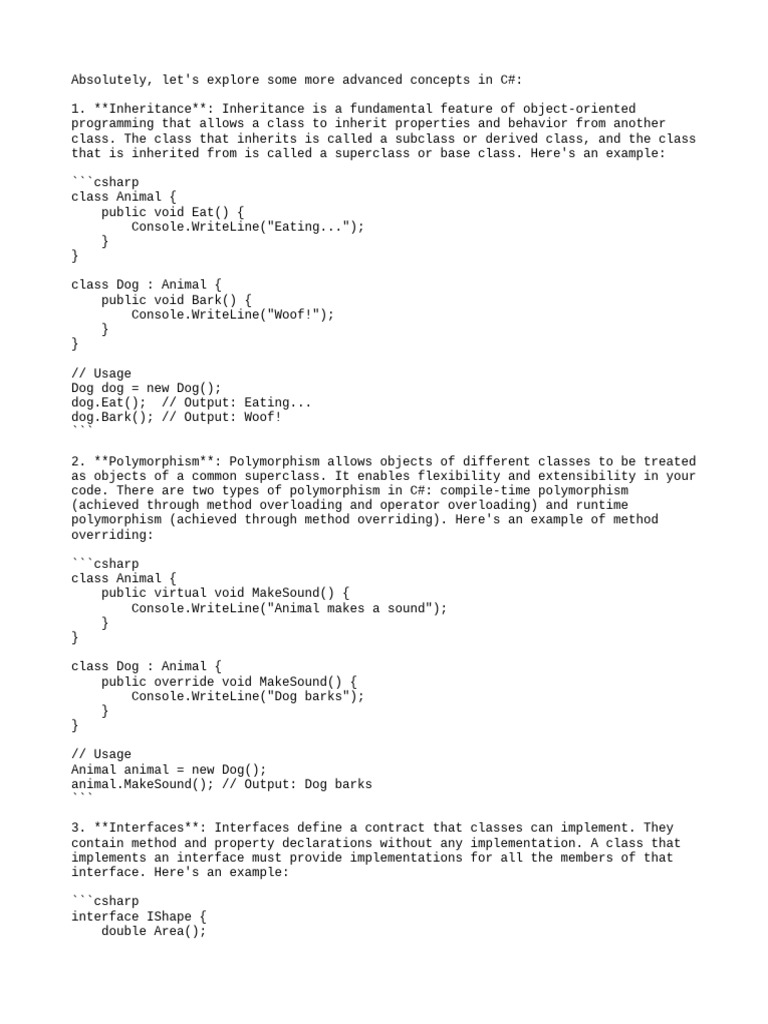 Adv C# | PDF | Inheritance (Object Oriented Programming) | Class (Computer Programming)