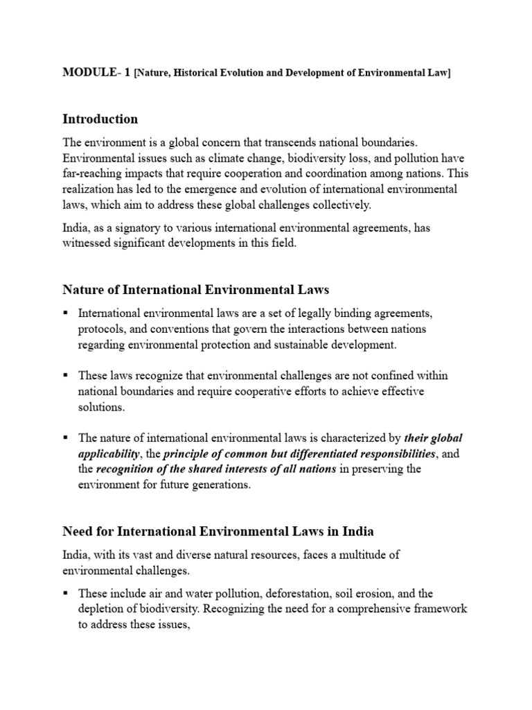 Module 1 International Environmental Law | PDF | Environmental Law ... Module 1 International Environmental Law | PDF | Environmental Law ...