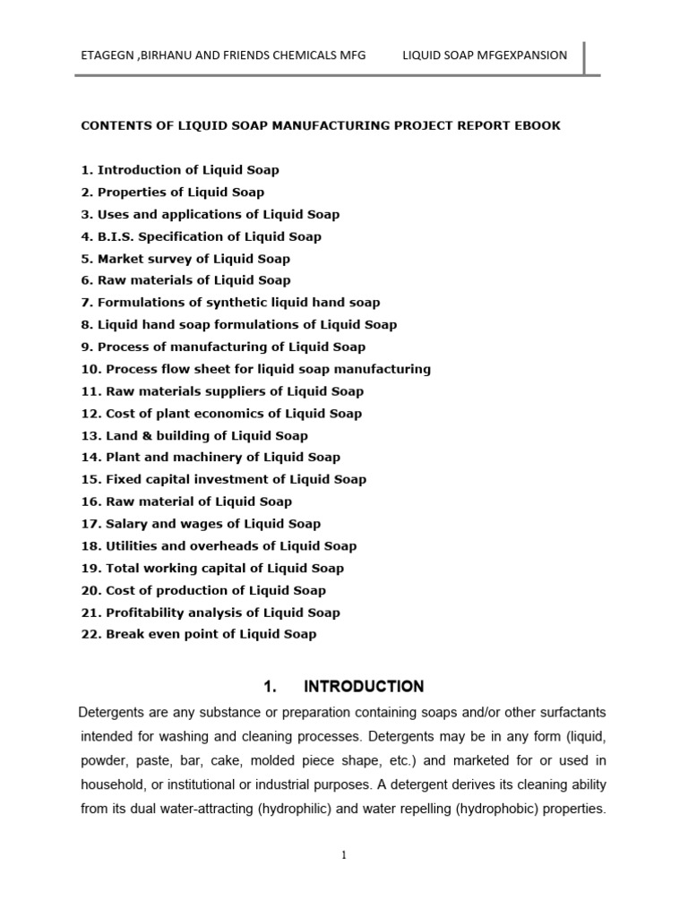 Liquid Soap Manufacturing Guide | PDF | Detergent | Net Present Value