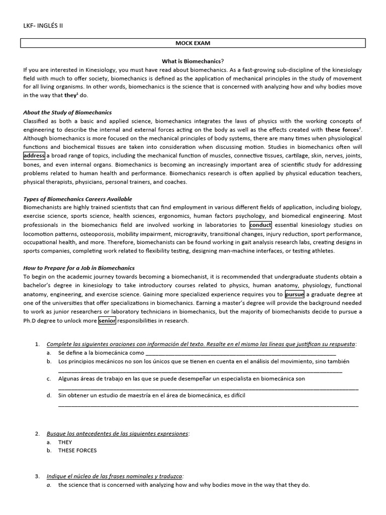 Mock Exam 2022 | Download Free PDF | Biomechanics